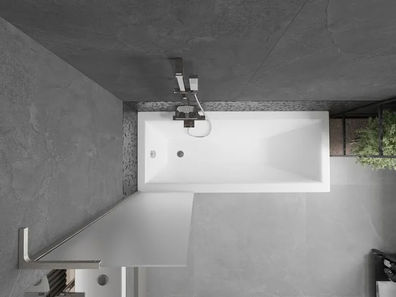 Mexen Next L, 1-křídlová vanová zástěna 50 x 150 cm, 6mm sklo námraza, 6mm čiré sklo, profil broušená ocel, 895-050-000-03-30-97