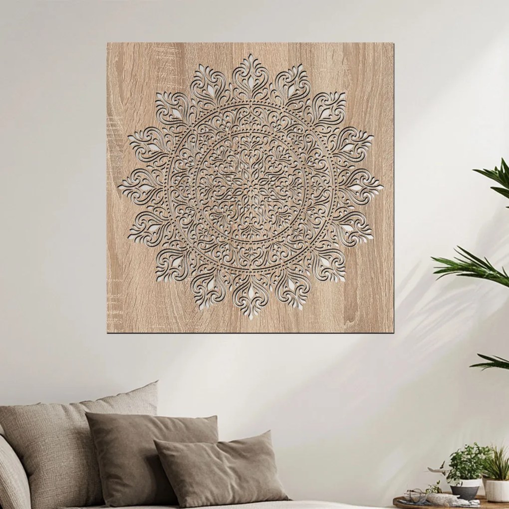 dřevo života Dřevěná mandala Propojení Zvolte rozměr (cm): 80x80, Zvolte barvu dekoru: Černá