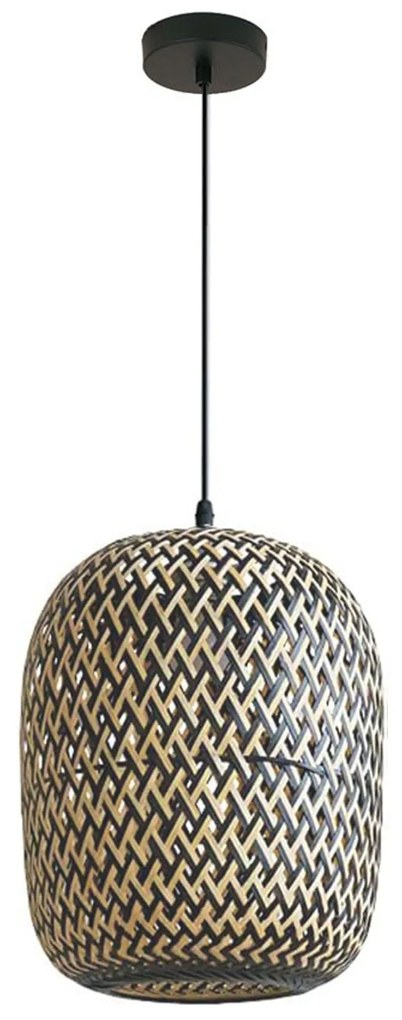 Toolight Bamboo, závěsné svítidlo 1xE27 25x30 cm APP1542-1CP, černá-hnědá, OSW-05120