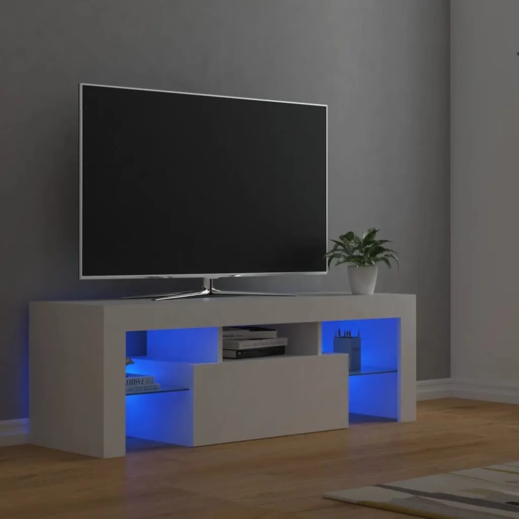 vidaXL TV skříňka s LED osvětlením 120x35x40 cm [815668] Barva: bílá s vysokým leskem