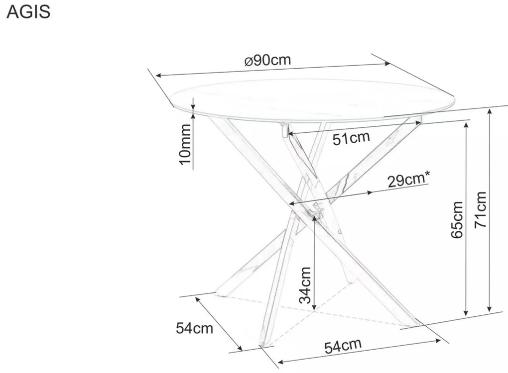 Jídelní stůl Agis 90 cm čirý/černý
