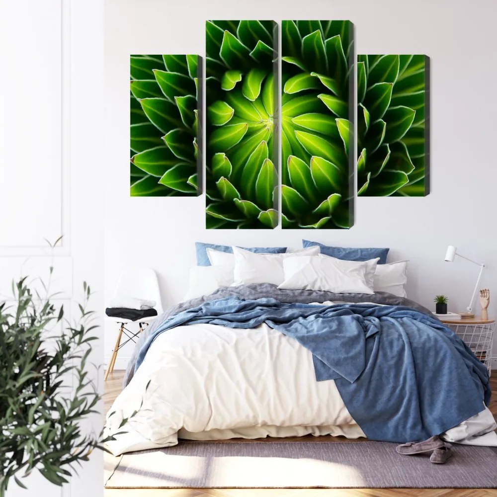 Vícedílný obraz Zelená Rostlina V Makro Měřítku Nedostatek Nedostatek Přírodní plátno 200x150
