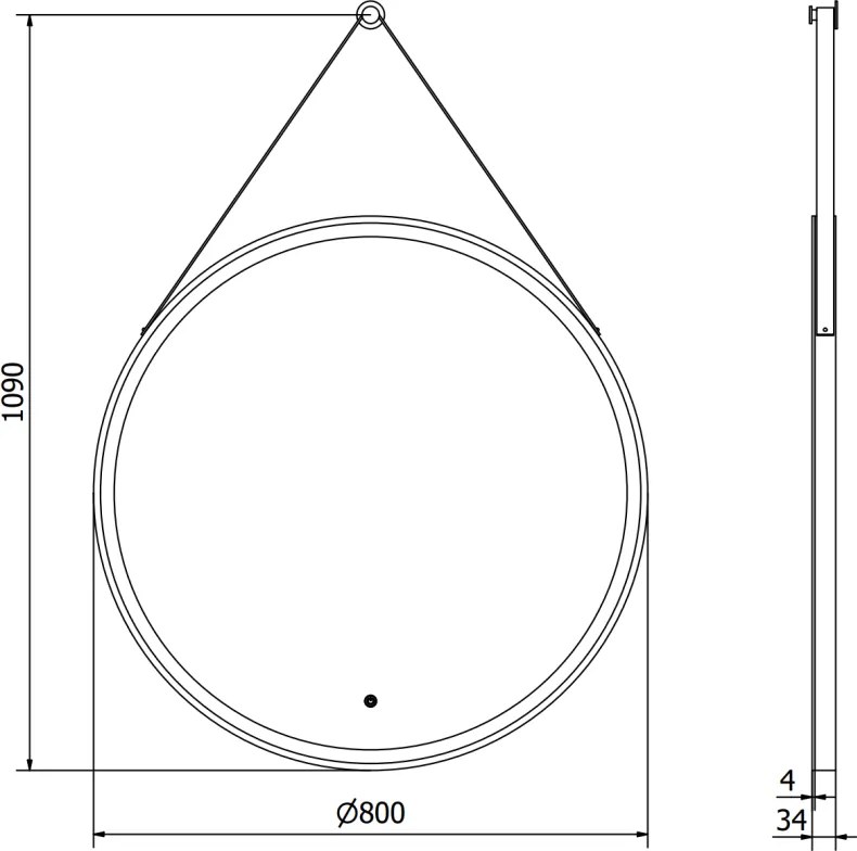 Mexen Reni, LED koupelnové zrcadlo s podsvícením 80x80 cm, 6000K, černý rám, ochrana proti zamlžování, 9812-080-080-611-70