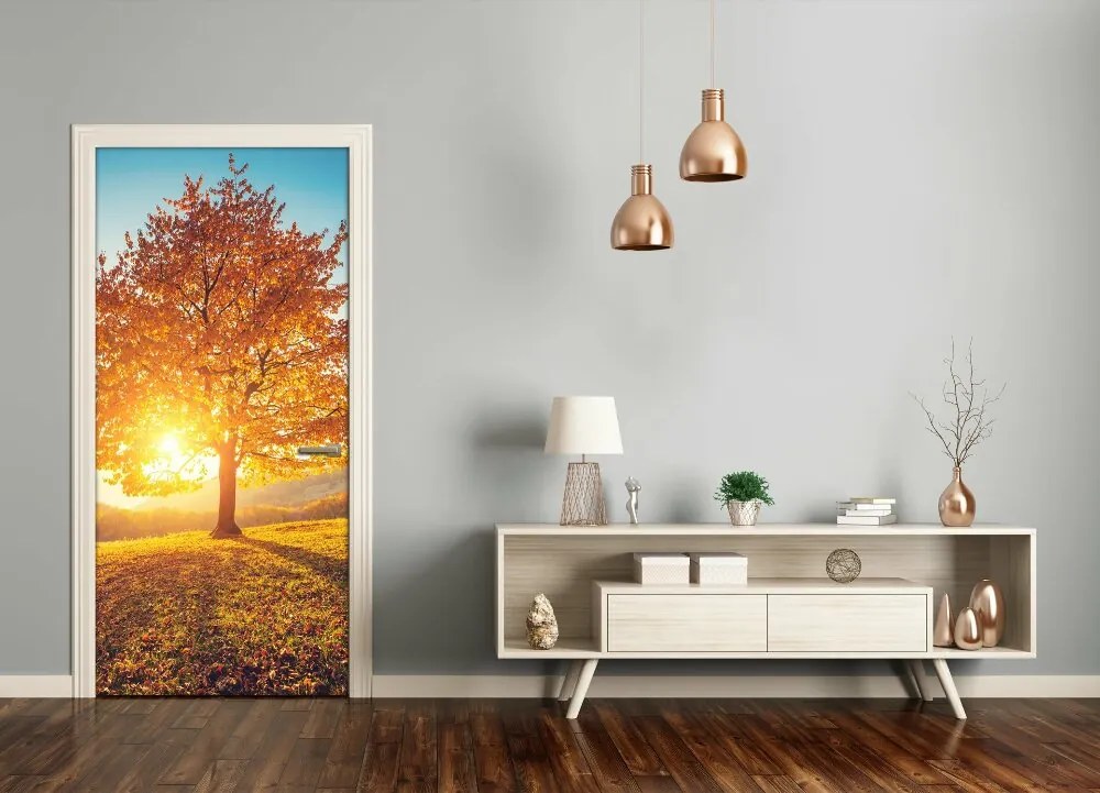 Fototapeta samolepící na dveře podzim dřevo 95x205 cm