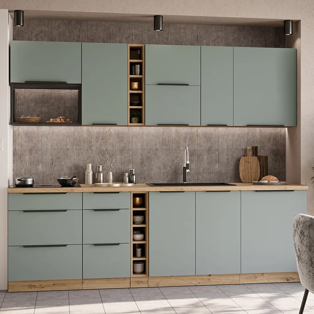 ARIA st | vysoká skříňka 60 DP-210 2F na vestavnou troubu | 60 cm | ANTI FINGERPRINT povrch | artisan/aquamarine