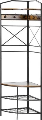 HOMCOM hranatý stojan na oblečení s lavicí a botníkem v industriálním stylu, 50 x 183 cm, hnědá