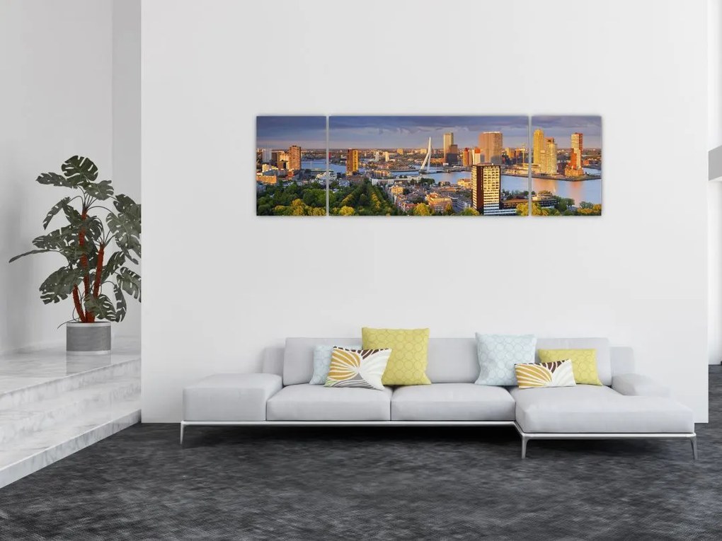 Obraz - Panorama Rotterdamu, Nizozemsko (170x50 cm)