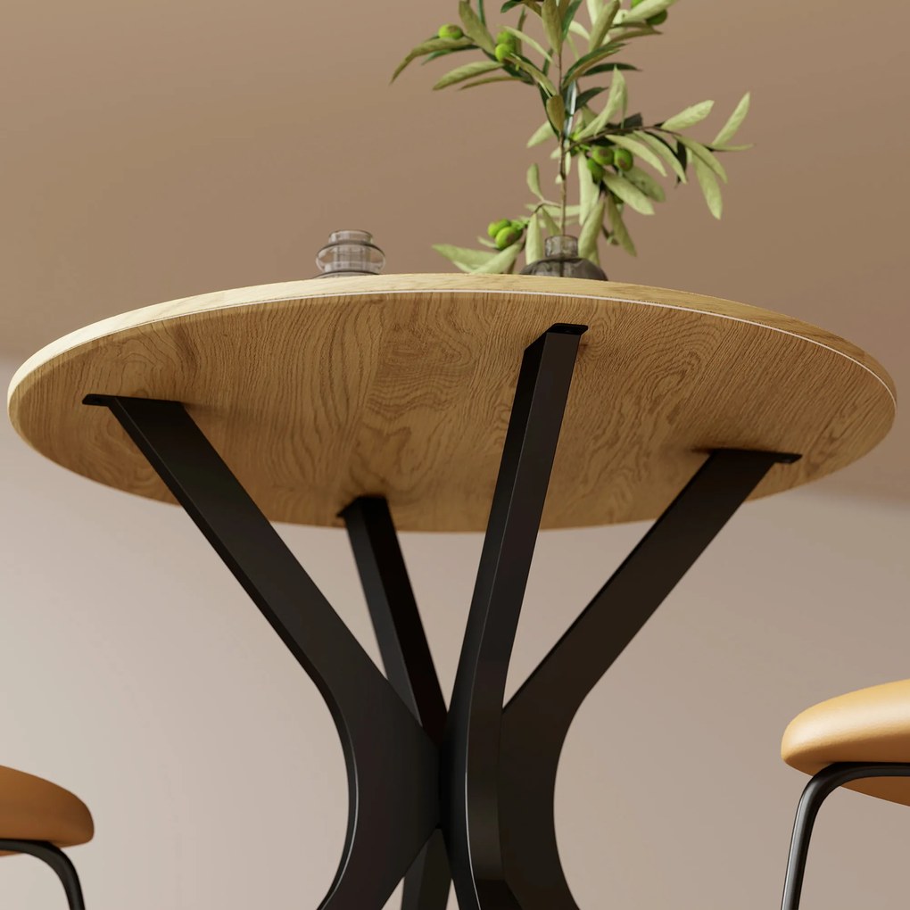HOMCOM Jídelní stůl kuchyňský stůl kulatý stůl, moderní design, 78 cm x 75 cm, přírodní dřevo