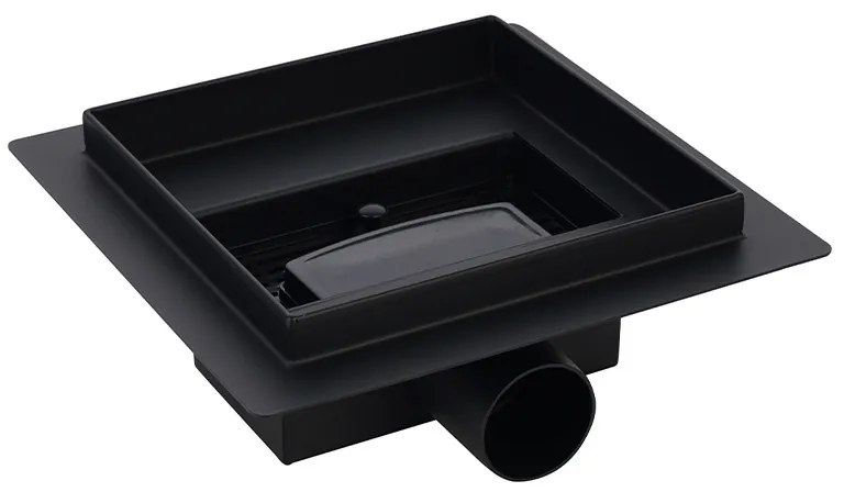 BPS-koupelny Čtvercový sprchový odtokový žlab 2in1 DL06-G1 HYD-3871 15x15 cm, černý