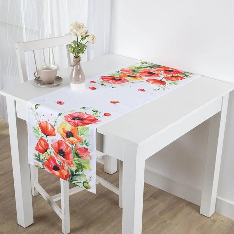 Běhoun s potiskem ČERVENÉ VLČÍ MÁKY 40 x 110 cm