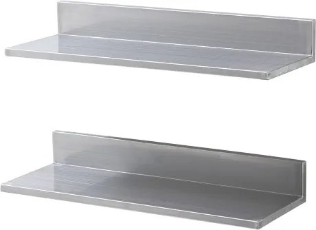 21,8 × 61 cm police z nerezové oceli, nástěnná plovoucí police s backsplash