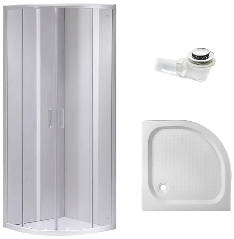 BPS-koupelny Čtvrtkruhový sprchový kout HYD-RK94A 80x80 cm bílá/transparent + vanička HYD-RSV-SXL01A bílá