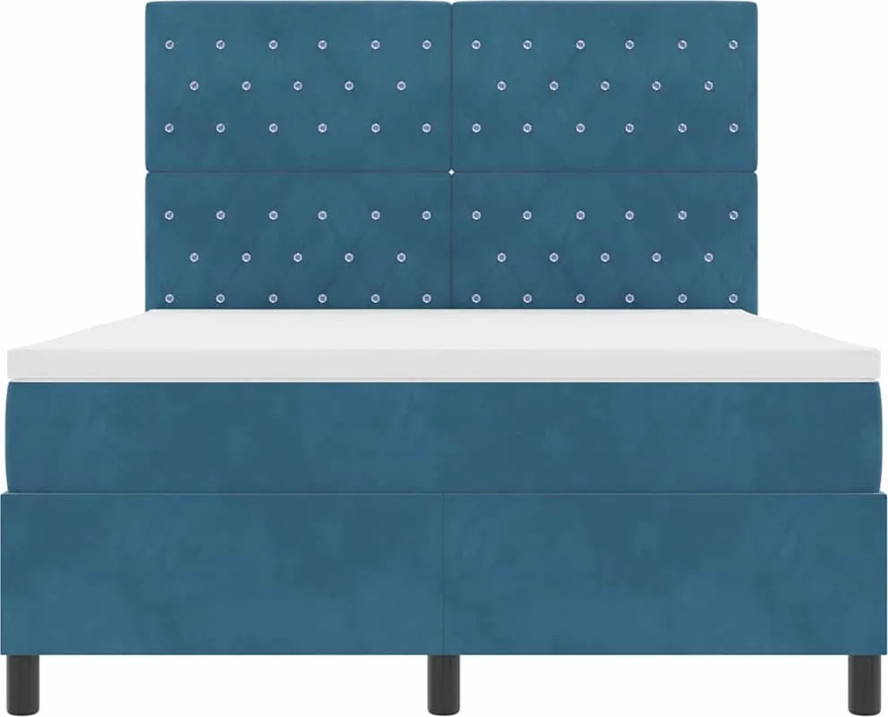 Postel s boxspringem s matrací Tmavě modrá 140 x 200 cm samet 3339774