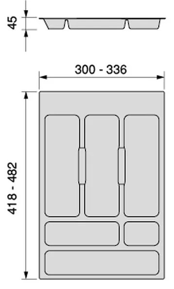 In-Design Příborník Optima 490 mm šedý - různé šířky Šířka příborníku (mm): 700 - 736