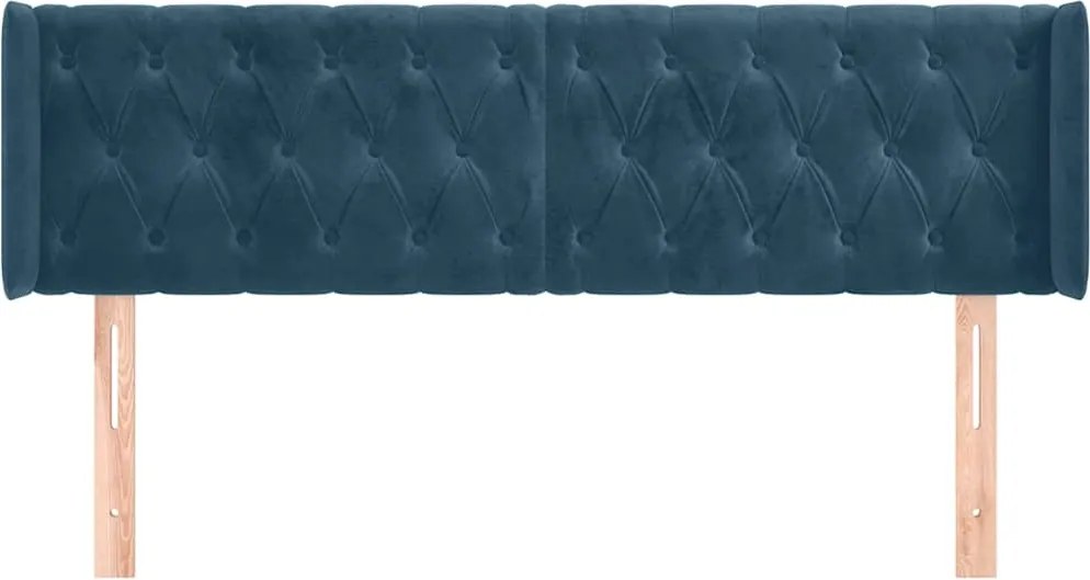 Čelo postele typu ušák tmavě modrá 163x16x78/88 cm samet 3119162