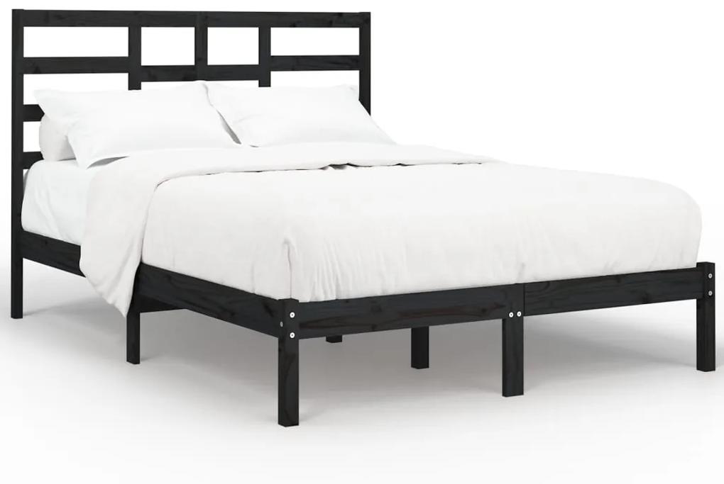 Rám postele černý masivní dřevo 140 x 190 cm,  3105779