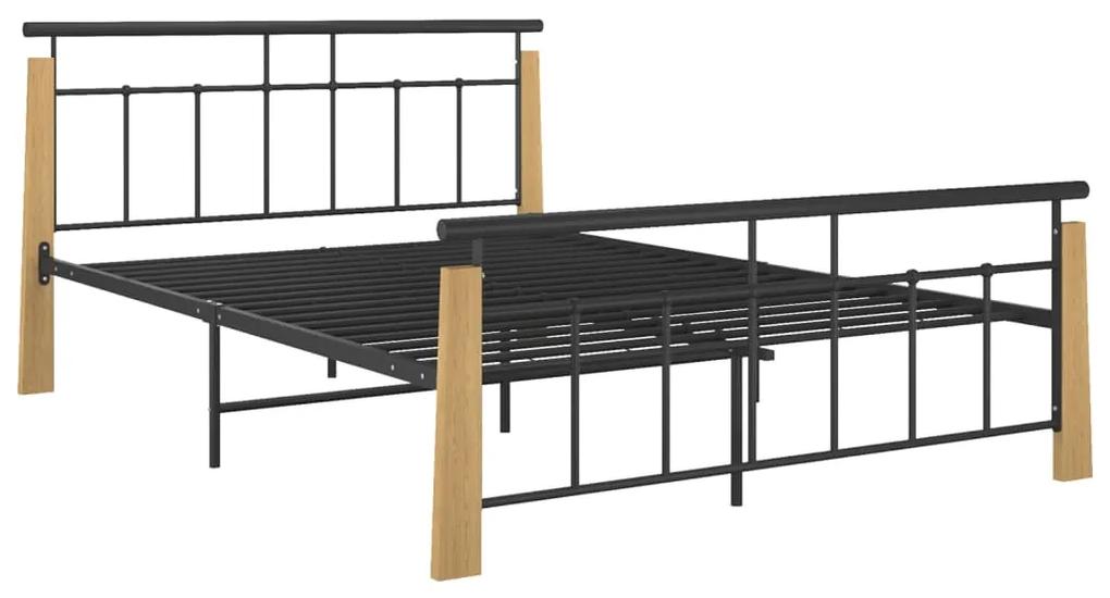 Rám postele kov a masivní dubové dřevo 140 x 200 cm,  324900 HangarStore.cz