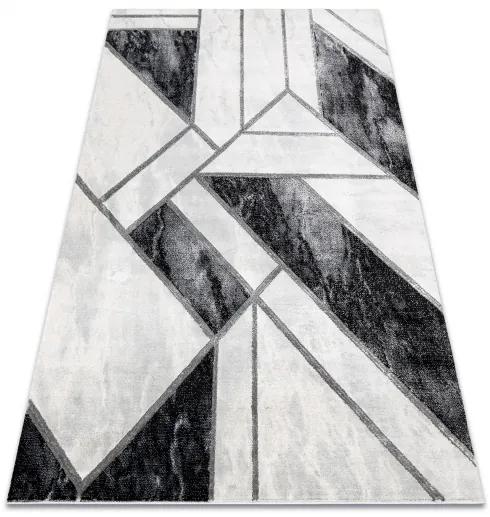 Kusový koberec EMERALD 81953 Luxusní geometrický moderní krémový stříbrný černý Rozměr: 200x290 cm