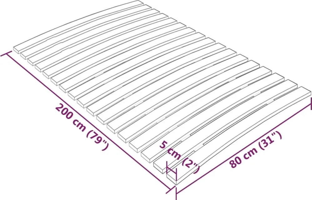 vidaXL Lamelový rošt postele se 17 lamelami 80 x 200 cm [340071]