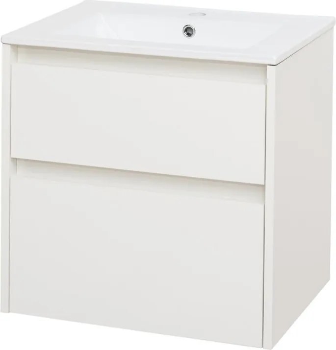 Mereo Mereo, Opto, koupelnová skříňka s keramickým umyvadlem 61 cm, bílá, dub, bílá/dub, černá, CN910