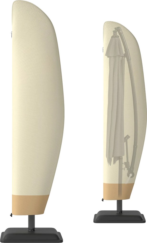 Obal na slunečník Outsunny pro Ø 400 cm - Voděodolný obal s UV ochranou, s taškou a zipem, Oxford látka, 220 × 56 cm, Bežová | Aosom