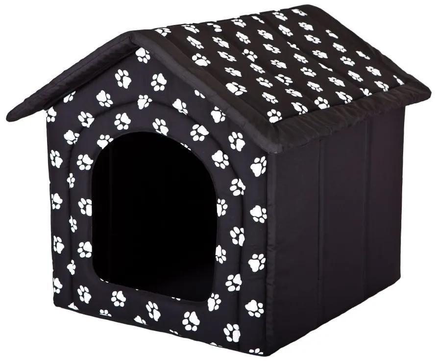 Hobby Dog Látková bouda pro psa - černá packy Velikost: R1 38x38x32 cm
