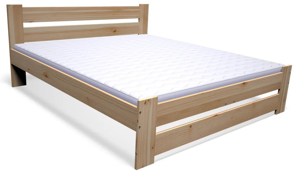 Postel z masivu ECOLE + rošt ZDARMA + pěnová matrace COMFORT 14 cm + rošt ZDARMA, 180x200cm, přírodní/nelak