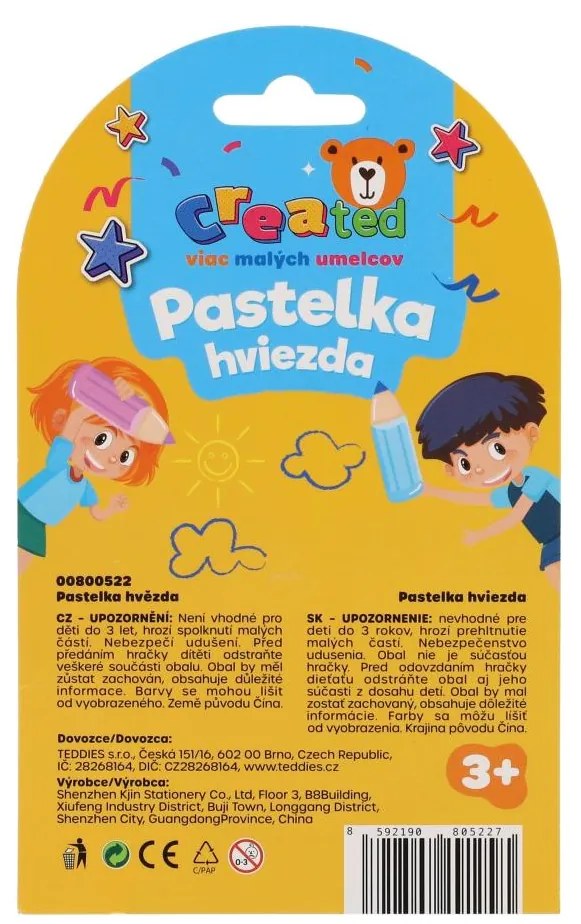 Voskovky pastelky hvězda created 6 barev 6cm na kartě