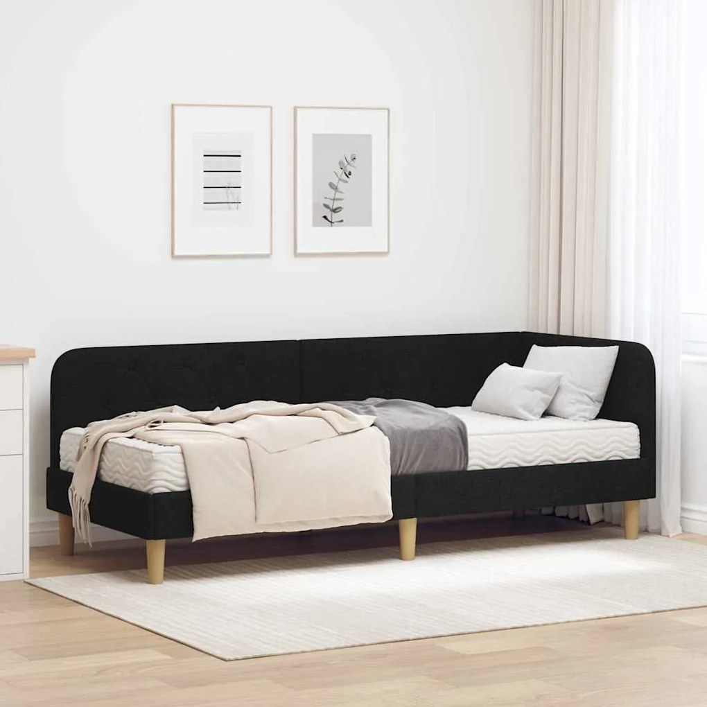 Rohový rám postele Černý 80 x 200 cm textil 3394103