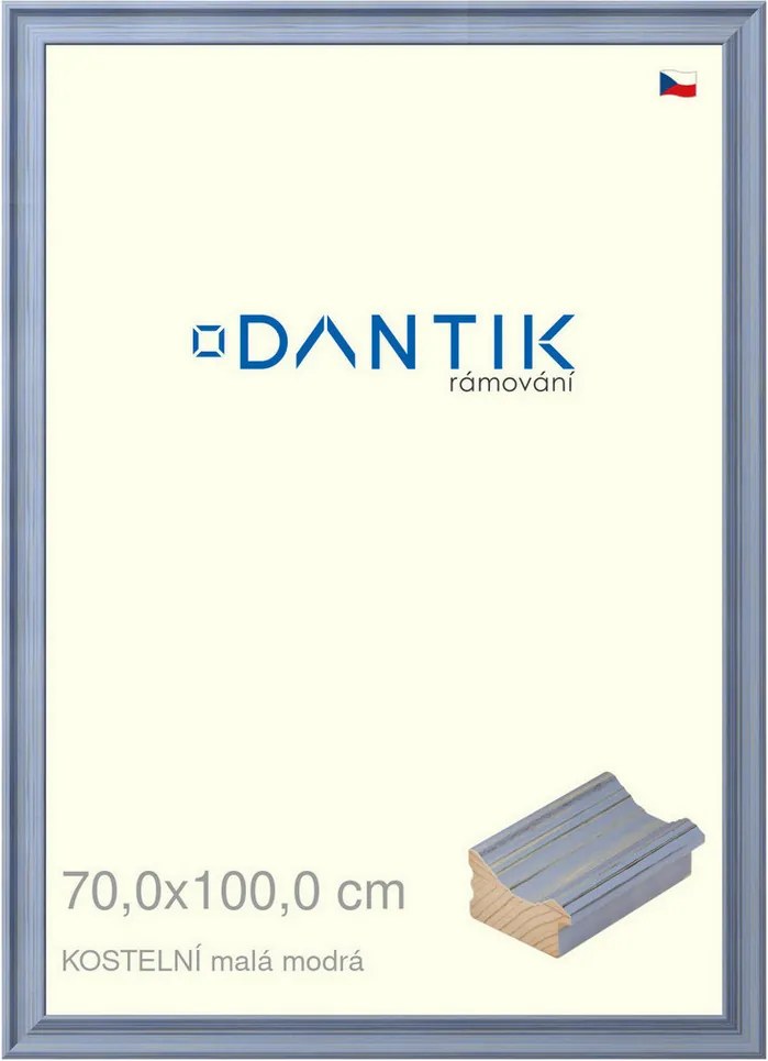 DANTIK rámeček 70x100 | KOSTELNÍ malá modrá (Plexi Čiré)