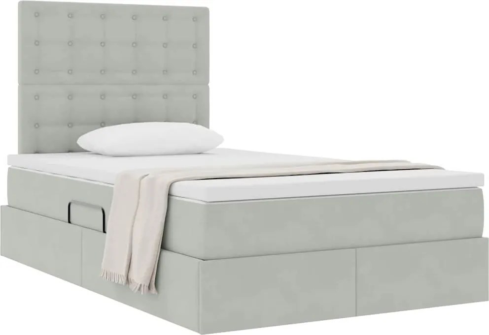 Postel s úložným prostorem a matrací Světle šedá 120 x 200 cm 3372141