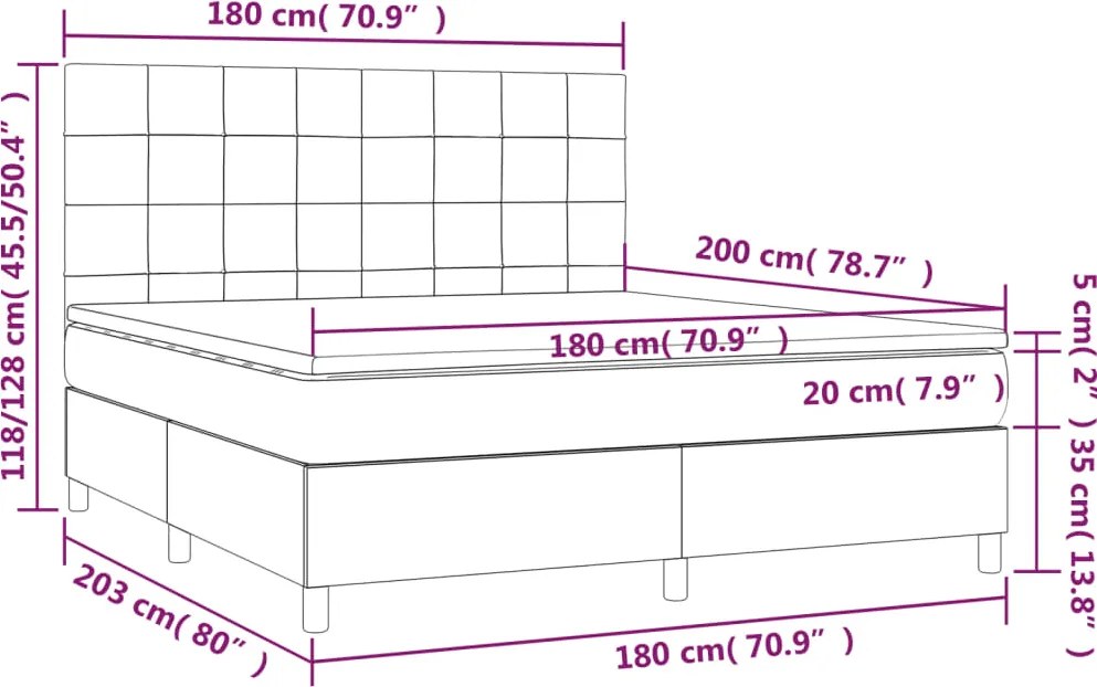Box spring postel s matrací tmavě šedá 180x200 cm textil 3141794