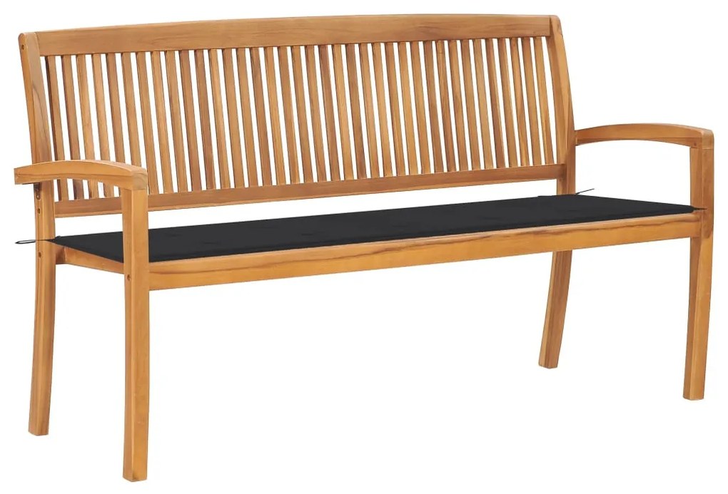 Stohovatelná zahradní lavice s poduškou 159 cm masivní teak 3063306