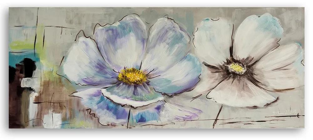 Obraz na plátně Akvarelová sada květin - 120x40 cm
