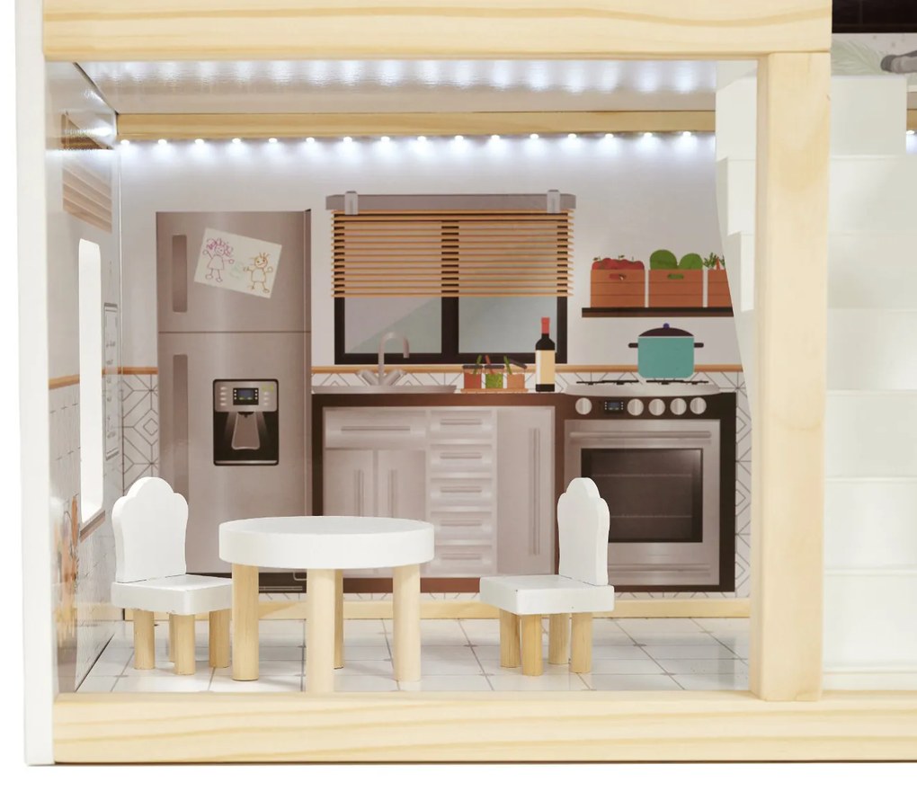 Creative Corner Dřevěný domeček pro panenky LULILO FLORO boho LED