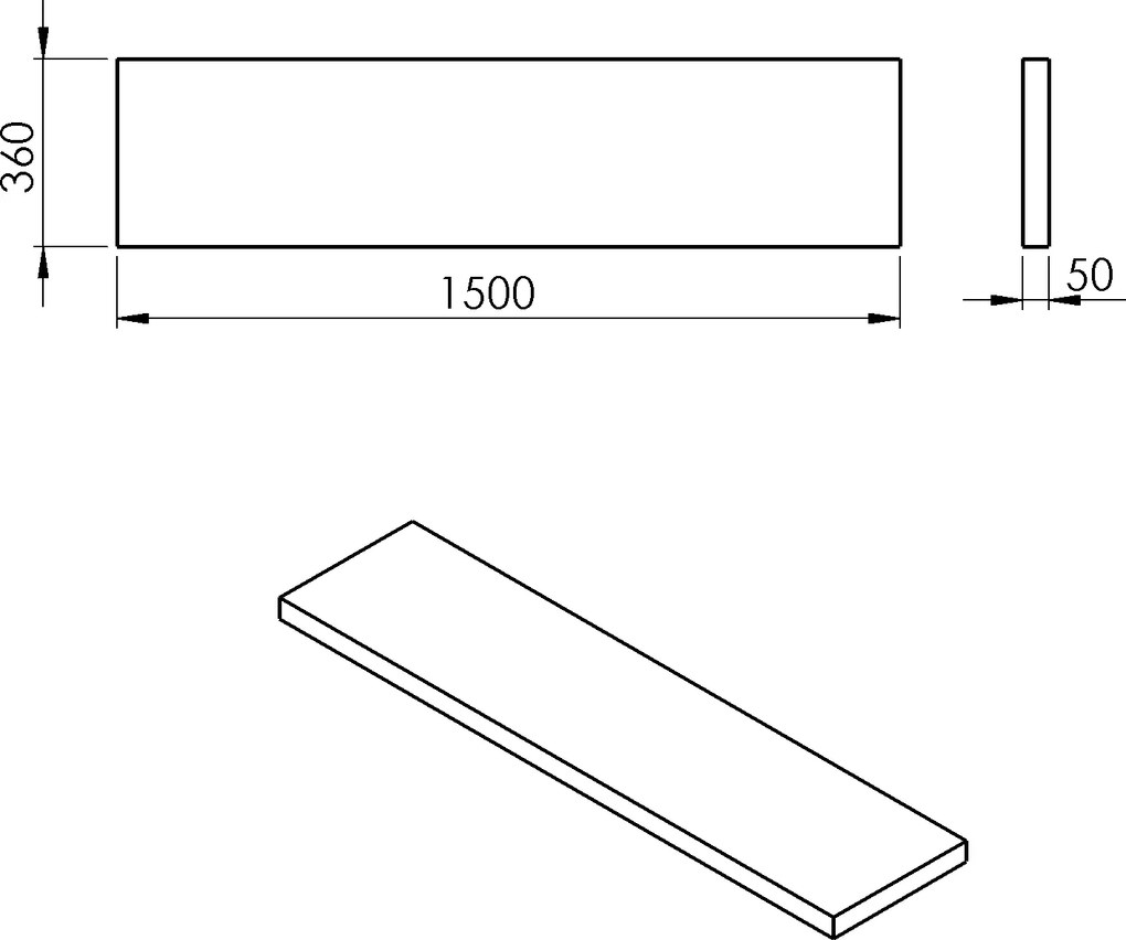 Sapho AVICE deska 150 x 36 cm dub Rover AV1564