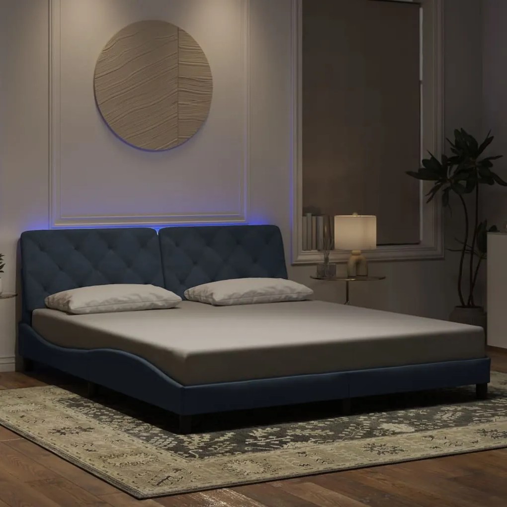 Rám postele s LED bez matrace tmavě šedý 180 x 200 cm samet 3213868