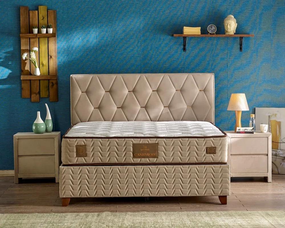 Čalouněná postel CASHMERE - béžová 160 × 200 cm