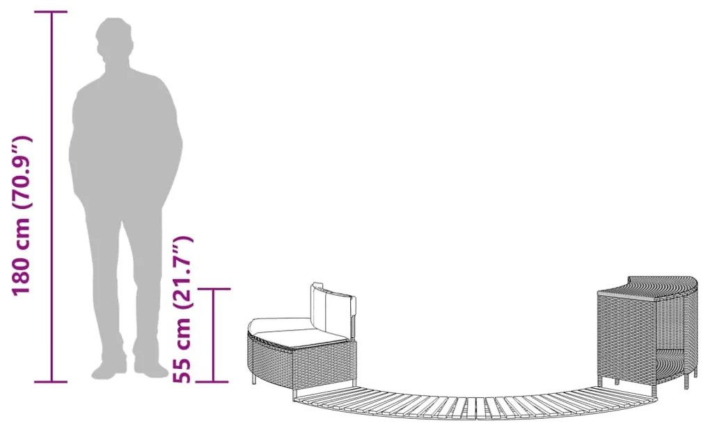 vidaXL Obruba k vířivce šedá polyratan a masivní akáciové dřevo