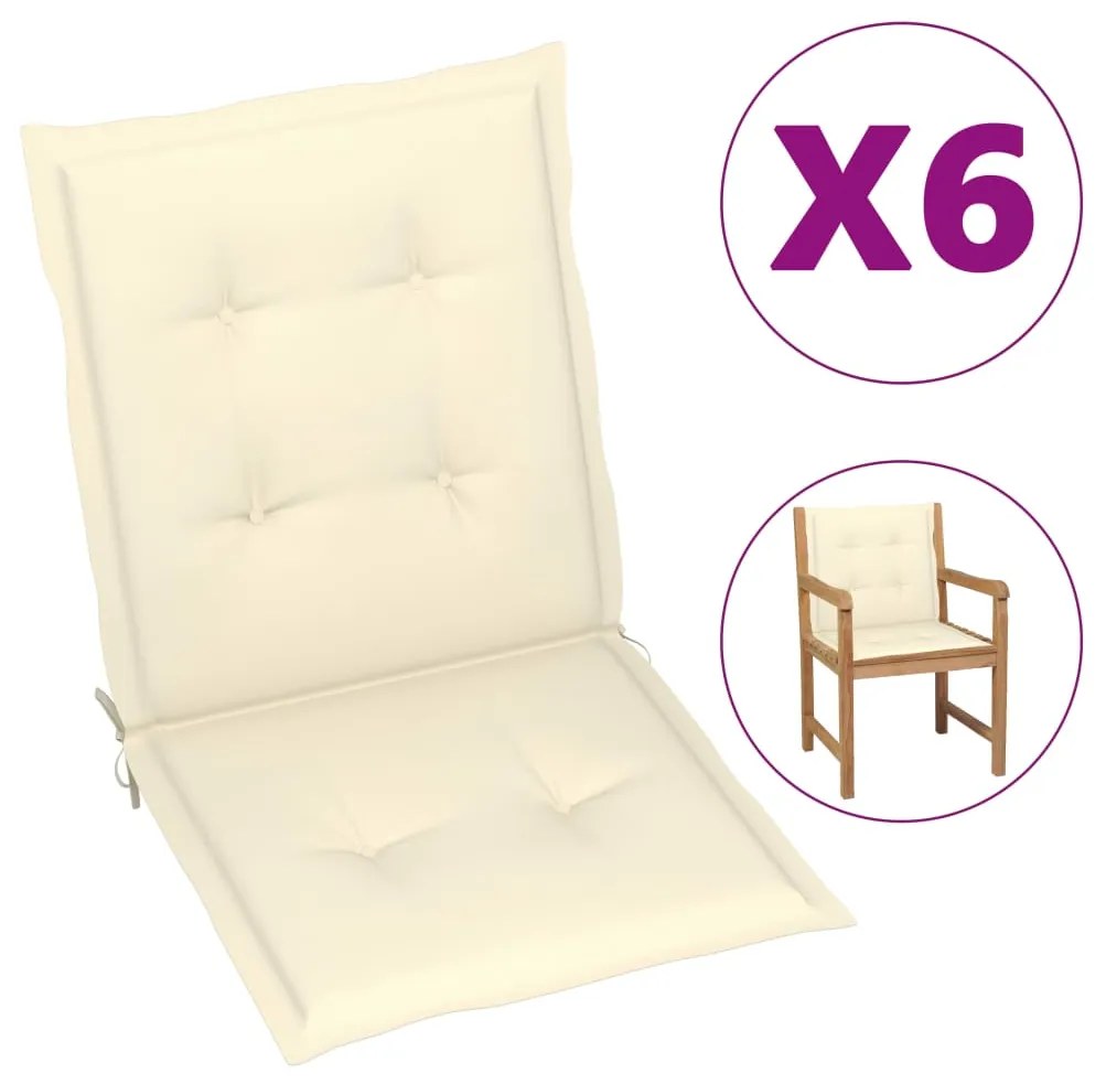 314133 vidaXL Podušky na zahradní židle 6 ks krémové 100 x 50 x 4 cm