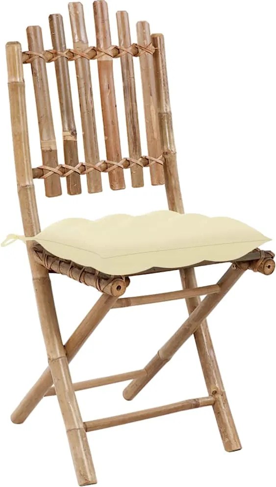 Skládací židle 2 ks s bambusovými polštáři 3064004