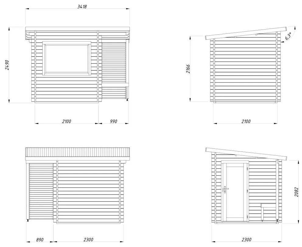 Sauna PALMAKO SANNA 4,1 m² outdoor Barva: Světlešedá + bílá