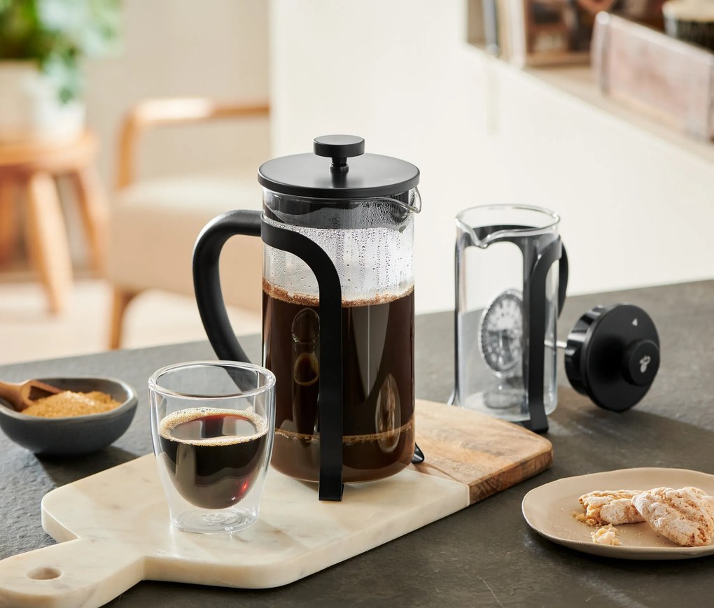 Tchibo - Konvička french press 800 ml, 6 šálků, černá