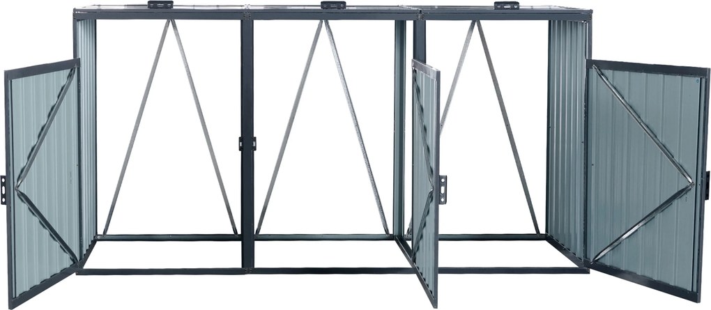 Přístřešek na 3 popelnice BestBerg BBTS-MK3  / 1,9 m² / 240 × 80 × 122 cm / antracit