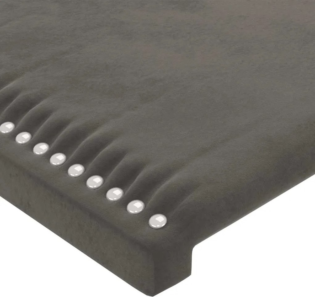 Čelo postele s LED tmavě šedé 100x5x118/128 cm samet 3122327