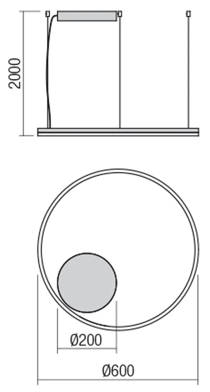 Redo 01-1912 závěsné LED stmívatelné svítidlo Orbit pískově bílá, 42W, 4000K, ø60cm