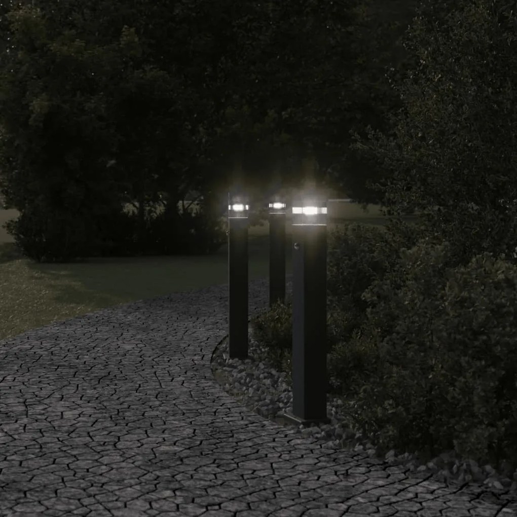 Venkovní Stojací Lampy 3 Ks Černé Hliník 80 Cm