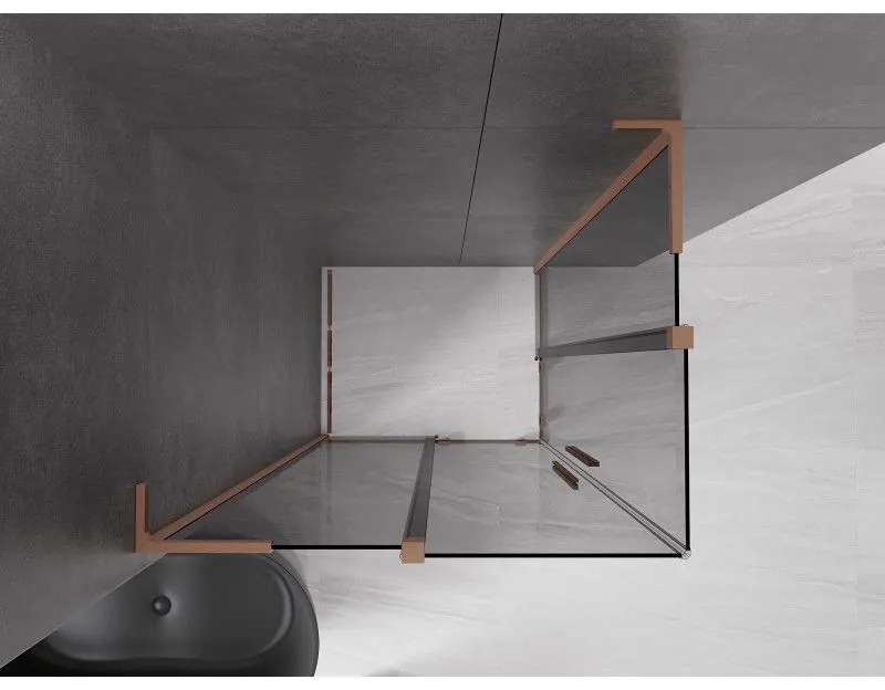 Mexen Velar L Duo, sprchový kout s posuvnými dveřmi 90 x 80 cm, 8mm šedé sklo, měděná matná, 871-090-080-02-43-65