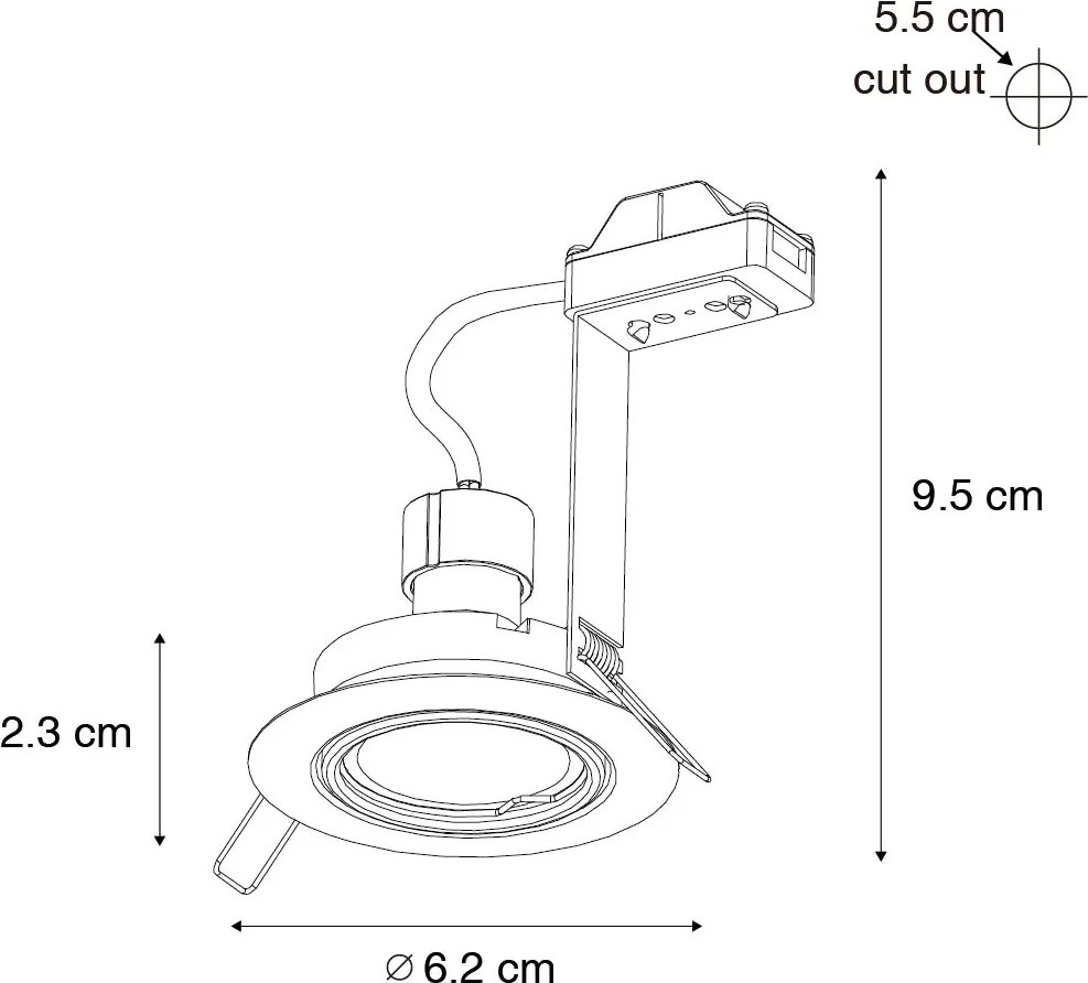 Sada 6 vestavných bodových svítidel bílých GU10 35 mm - Edu