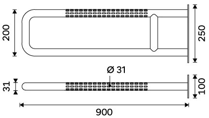 Nimco Pevné podpěrné madlo 900 mm - BMUC 9090-90, černé